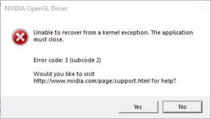 NVIDIA OpenGL Driver Error Code 3 (Subcode 2): How to Fix? - Valibyte