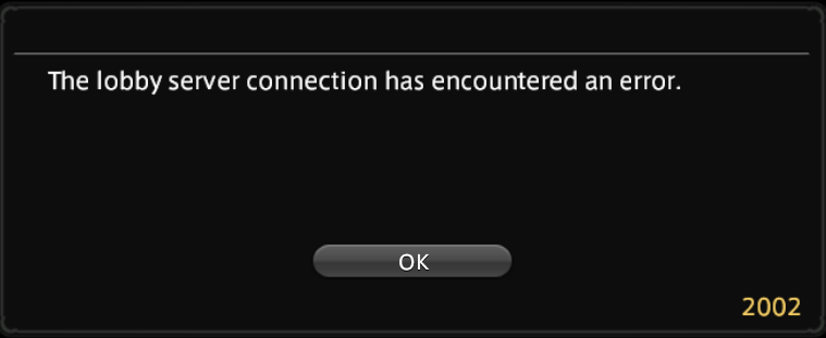 Ffxiv Error 2002 Lobby Server Connection Has Encountered An Error How